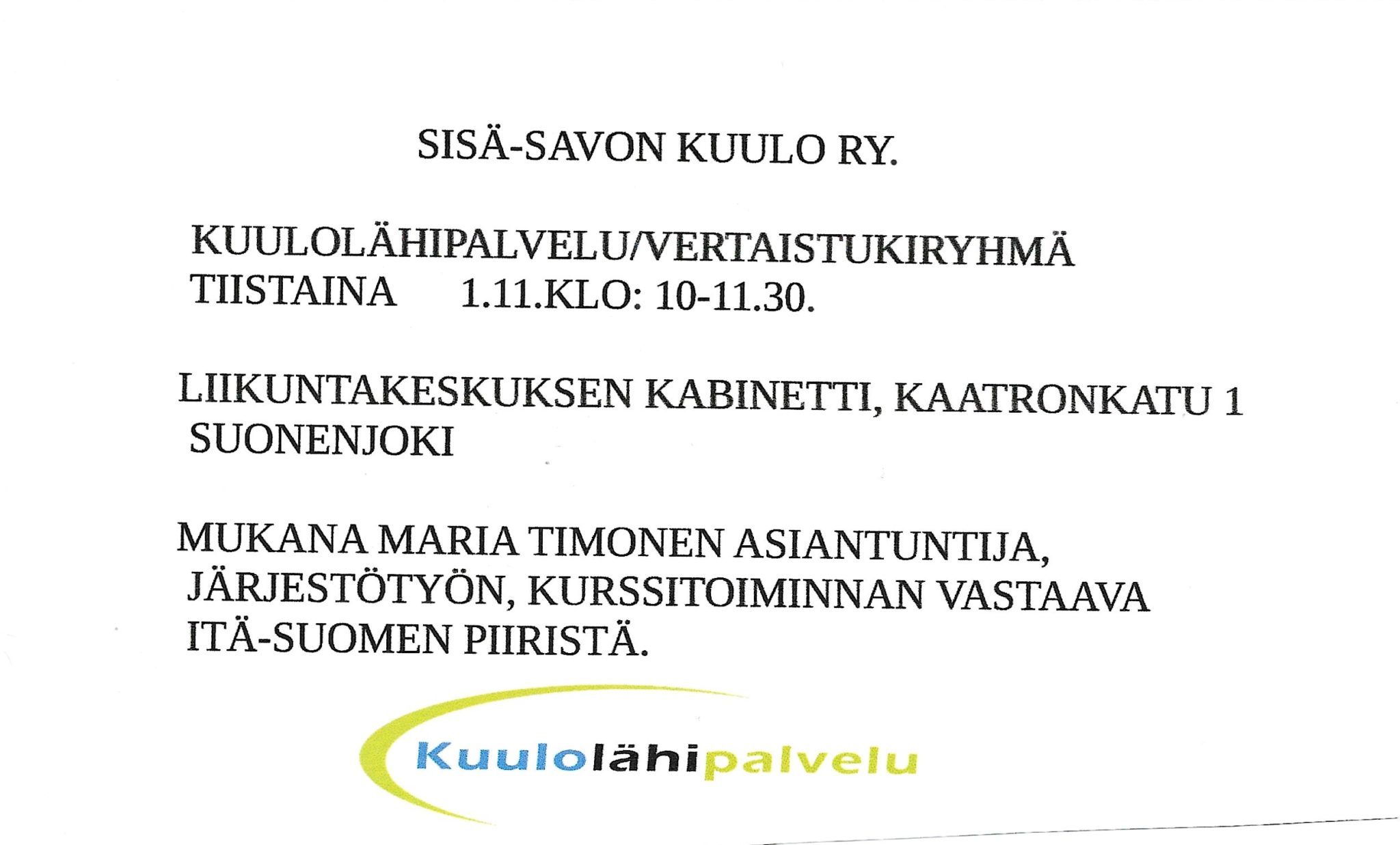 Sisä-Savon Kuulo ry - Kuuloliitto